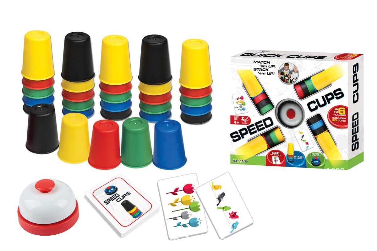LANDOR Quick Cups, Quick Cups Games for Kids,Classic Stacking Cup Game for Kids Flying Stack Cup Parent-Child Interactive Game with 24 Picture Cards, 30 Cups