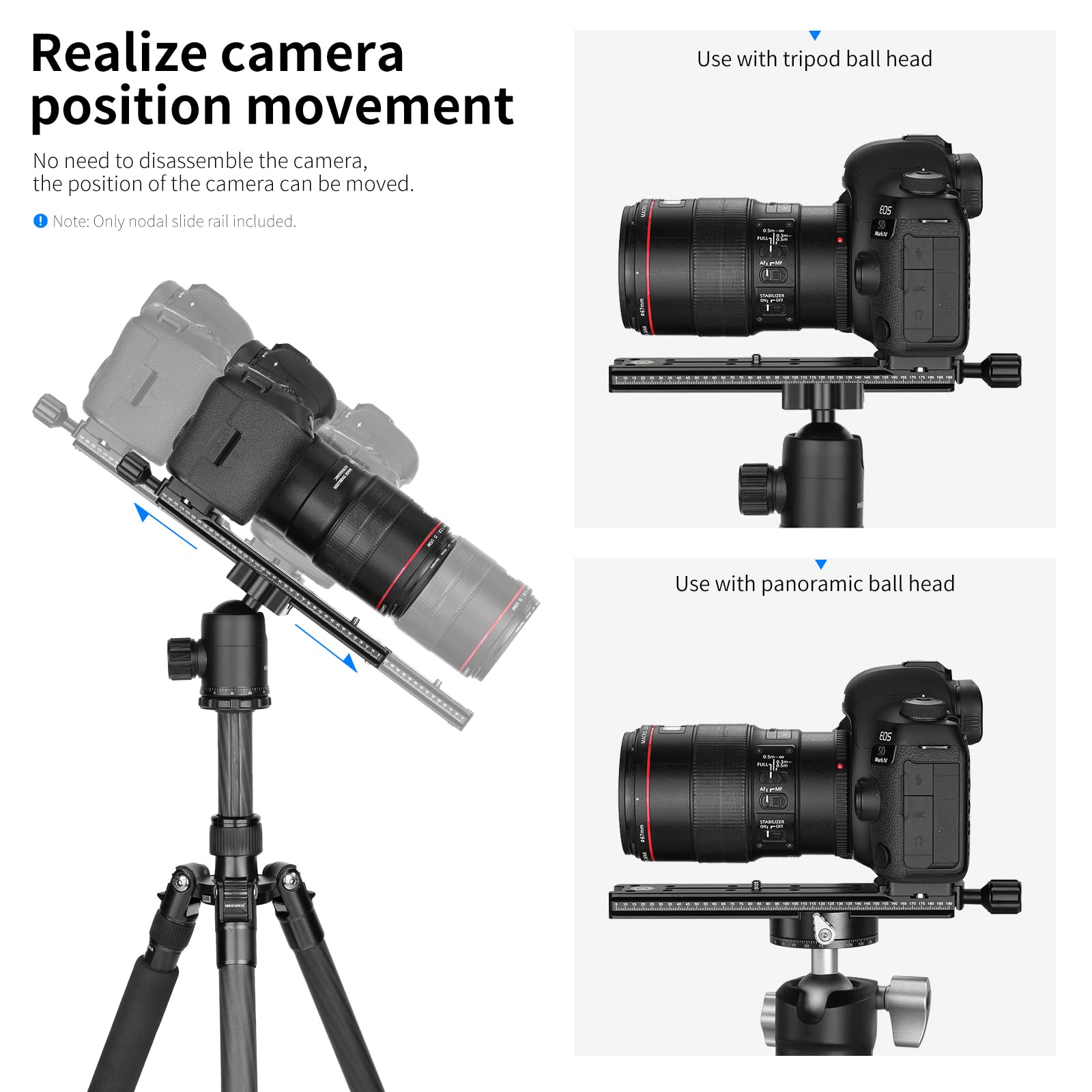Neewer 200mm Professional Rail Nodal Slide Metal Quick Release Clamp for Camera