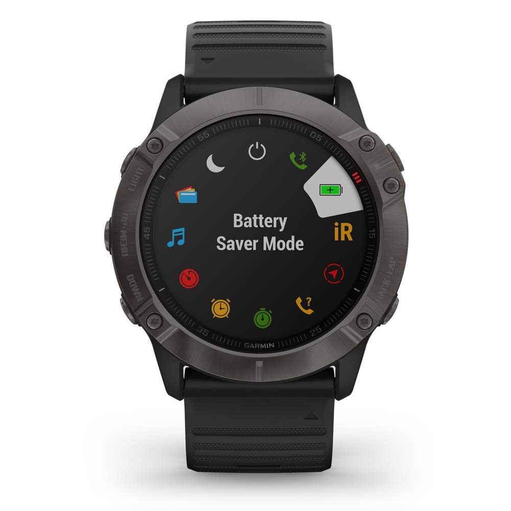 Garmin 010-02157-10 Fenix 6X Sapphire Multisport GPS Smartwatch Carbon Gray DLC Bundle with Premium 2 YR CPS Enhanced Protection Pack