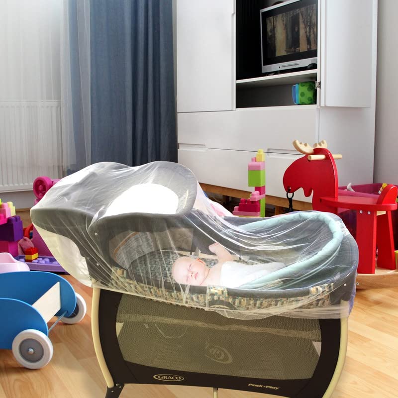 Mosquito Net for Stroller, Crib, Pack n Play, Play Yard, Bassinet, Playpen | Mosquiteros para Cunas De Bebes | Stretchy, Durable and Breathable | Machine Washable (White)