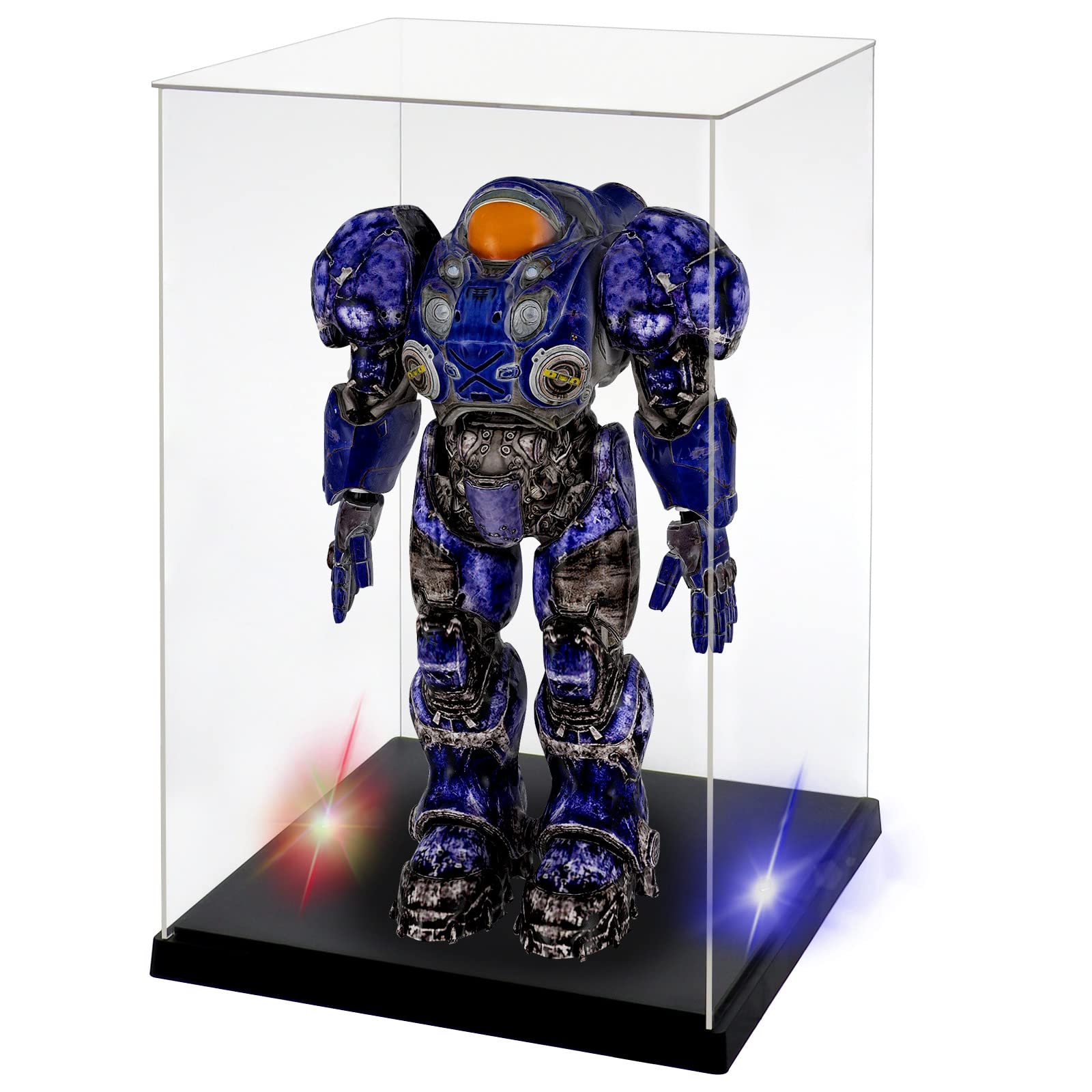 LANSCOERY Clear Acrylic Display Case Assemble Countertop Box Cube Organizer Stand Dustproof Protection Showcase for Action Figures Toys Collectibles (8.5x8.3x10.2Inch, 21.5x21x26 cm)