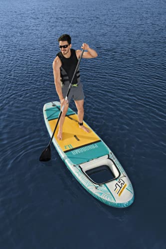 Bestway Hydro-Force Panorama Inflatable Stand-Up Paddleboard Set with See-Through Window (11β2β x 35β x 6β) | Includes Paddle, Hand Pump, Backpack, Leash, Fin, Repair Patch Kit