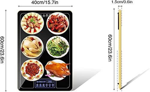 Food Warming Tray Server Electric Food Warmer Office Lunch Hot Plate for Buffets, Parties, Kitchen, with 40-120°C Adjustable Temperature Range, Touch and Timer, Glass Top