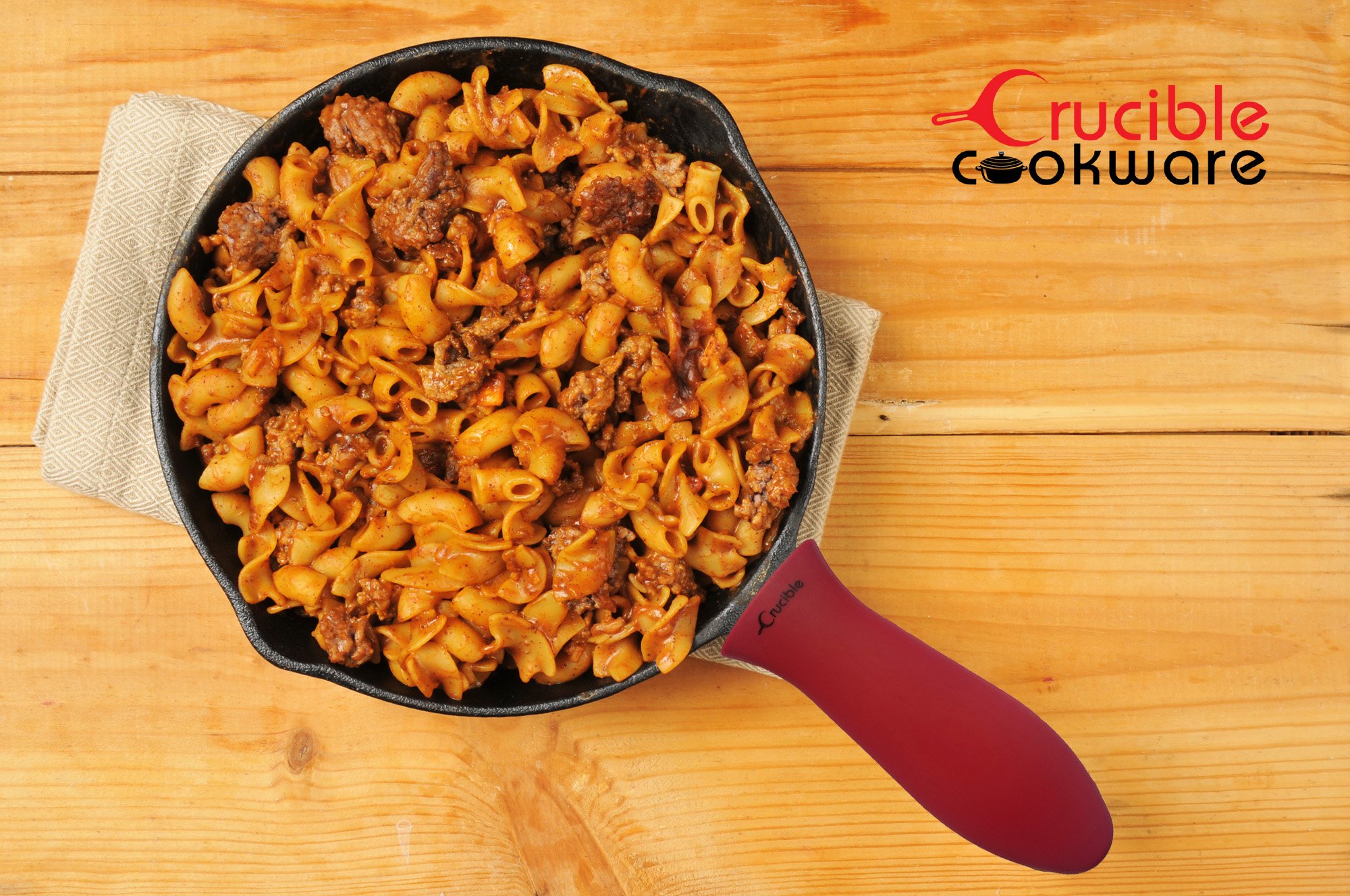 Crucible Cookware Cast Iron Skillets, Set Of 4 (Pre-seasoned) 10 Inch - 5.1 Inch, Including Large & Small Silicone Hot Handle Holders | Indoor & Outdoor Use