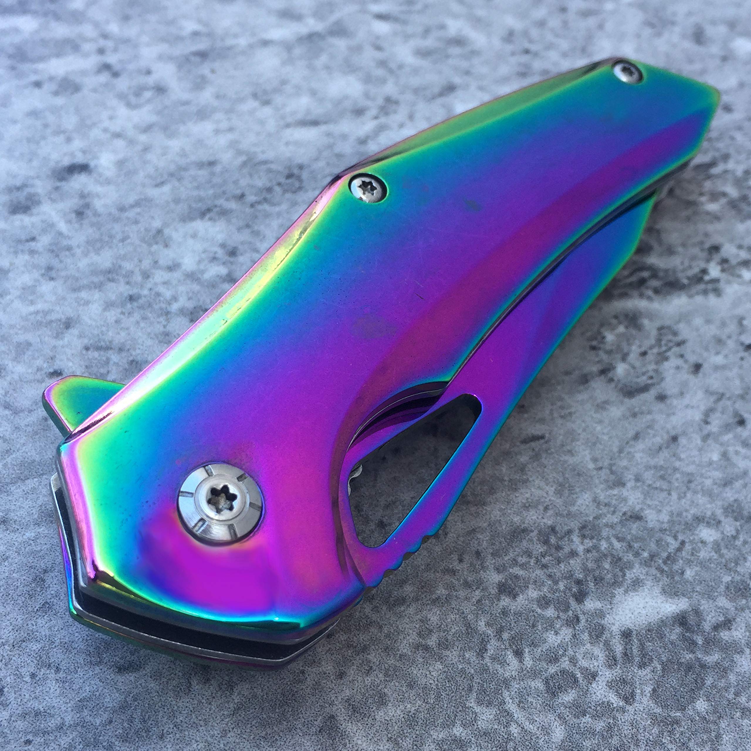 Falcon KS33407 6.5" in. Multicolor Folding Pocket Knive with 2" Clip Point Blade for Outdoor, Tactical, Survival and EDC