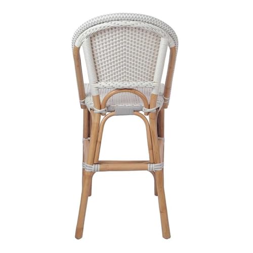 Home Square 25.5" Rattan Bistro Counter Stool in White - Set of 3