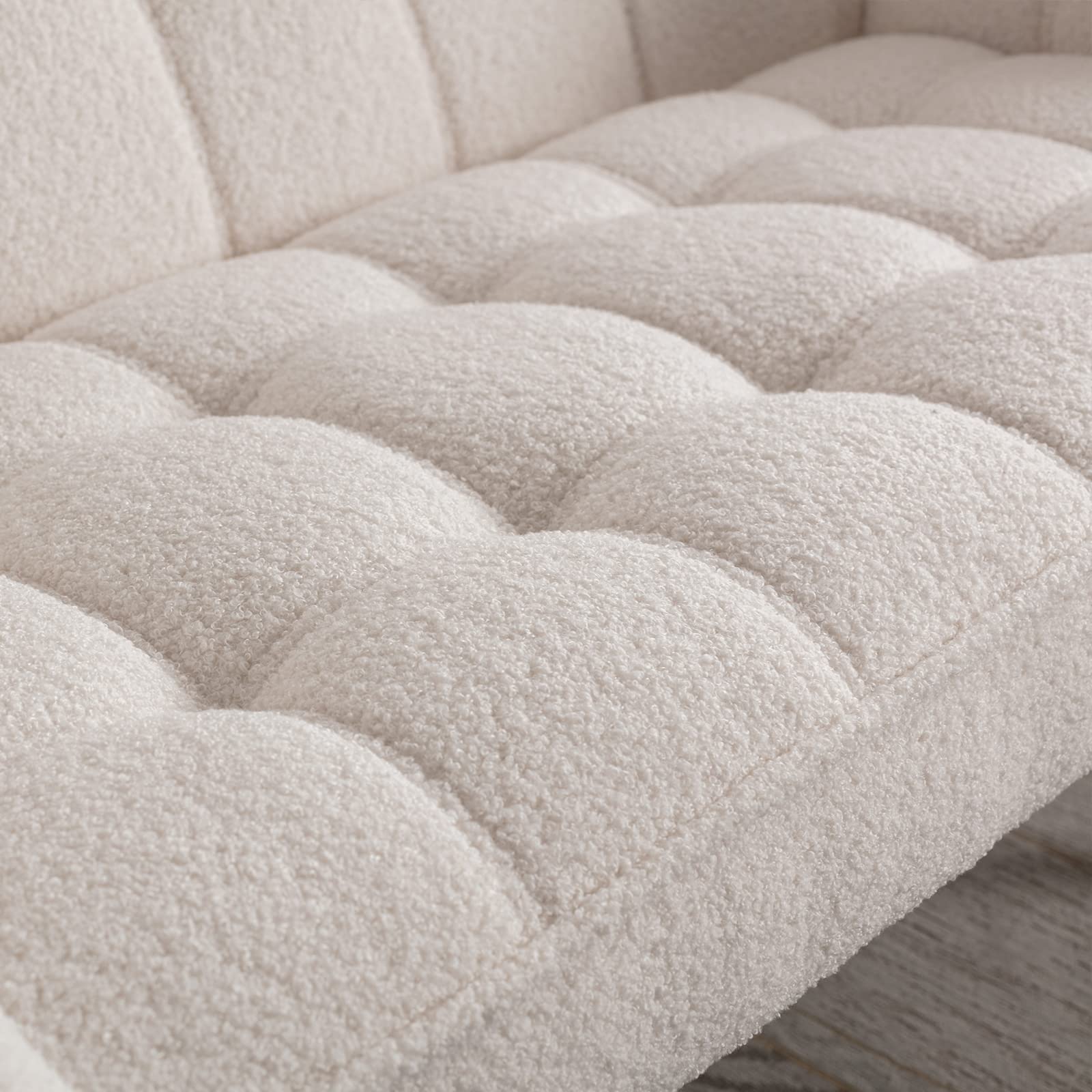 ZH4YOU 48" Small Loveseat for Small Spaces, Upholstered Fluffy White Loveseat Sofa, Mid Century Modern 2-Seater Couch with Armrest and Wood Legs for Bedroom, Living Room, Apartment, White