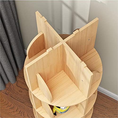 Gdrasuya10 Upgraded 2 Tier 360 Rotating Bookshelf with Legs, Small Stackable Bookshelf Wood Bookcase Organizer Book Display Shelves Storage for Living Room Bedroom Study Room