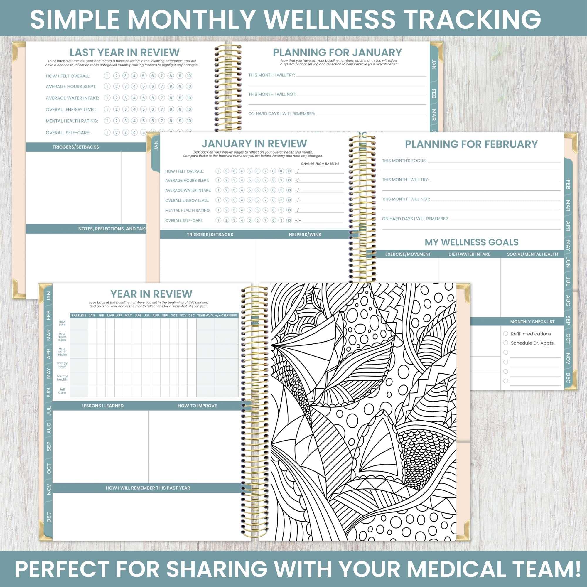 bloom daily planners Undated Chronic Illness Planner & Medical Journal - 12 Month Pain & Symptom Tracker, Mood & Medication Log, Appointment Organizer (7β x 9β)- You Are Stronger Than You Think