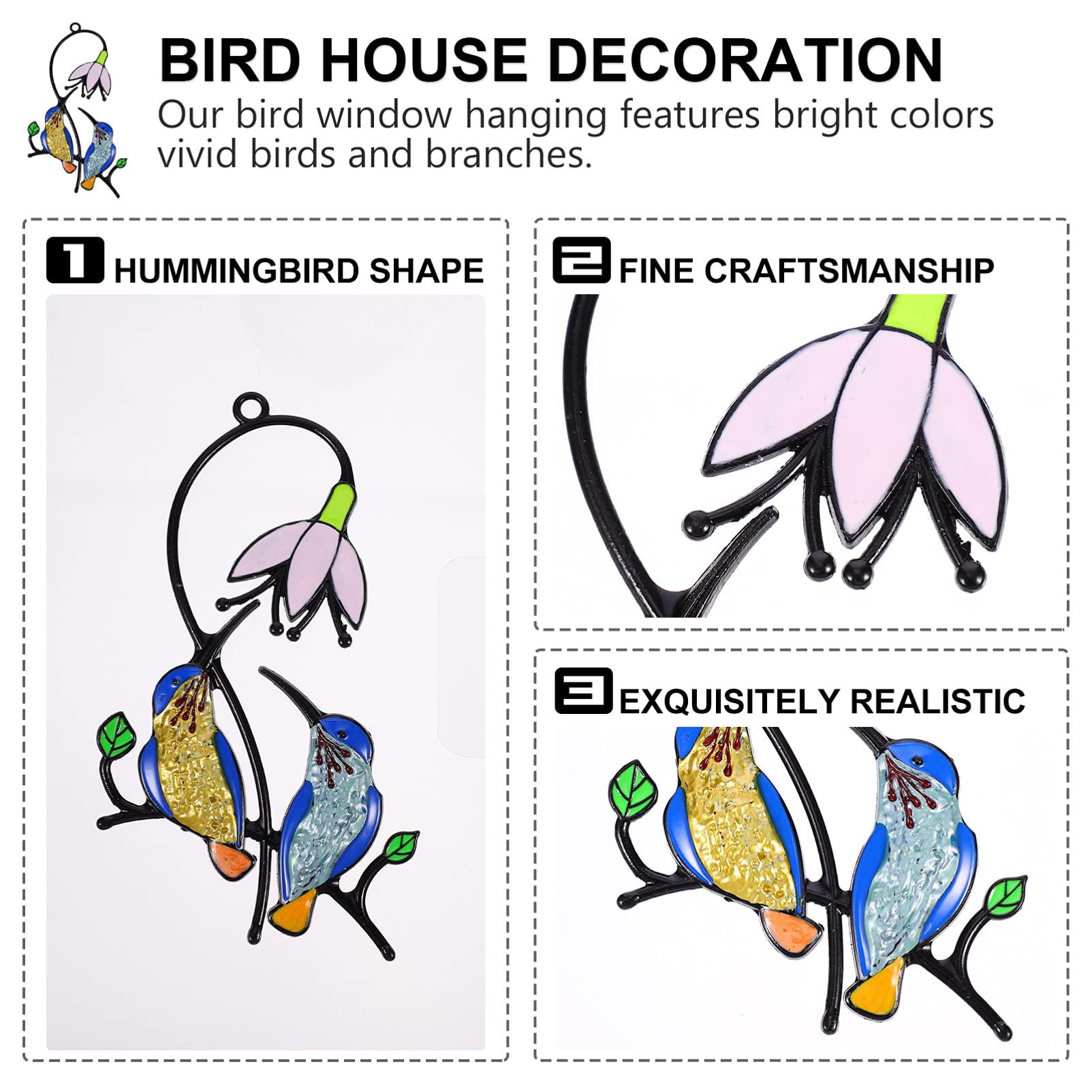 BESTOYARD Metal Wind Chimes Blue Hummingbird Pendant Metal Sun Visor Bird Series Bird Series Sculpture Pendant