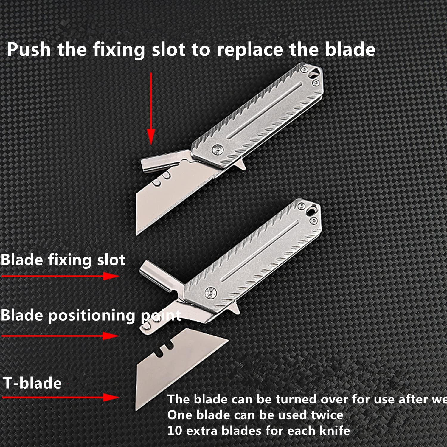 SZHOWORLD Stainless Steel Folding Utility Knife - Heavy Duty Box Cutter for Cartons, Cardboard and Boxes, Quick Change Blades, Extra 10 Blades Included