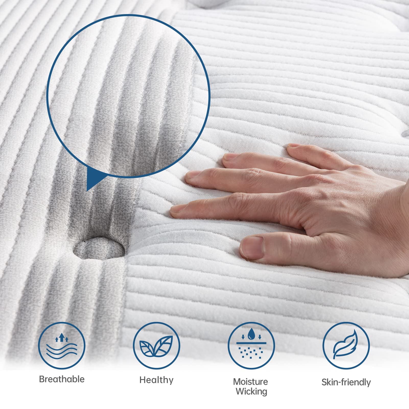 King Mattress,Lechepus 12 Inch Cooling Gel Memory Foam Hybrid Mattress with Pocket Innersprings,Medium Firm Mattresses for Supportive & Pressure Relief,CertiPUR-US Certified,Matress-in-Box