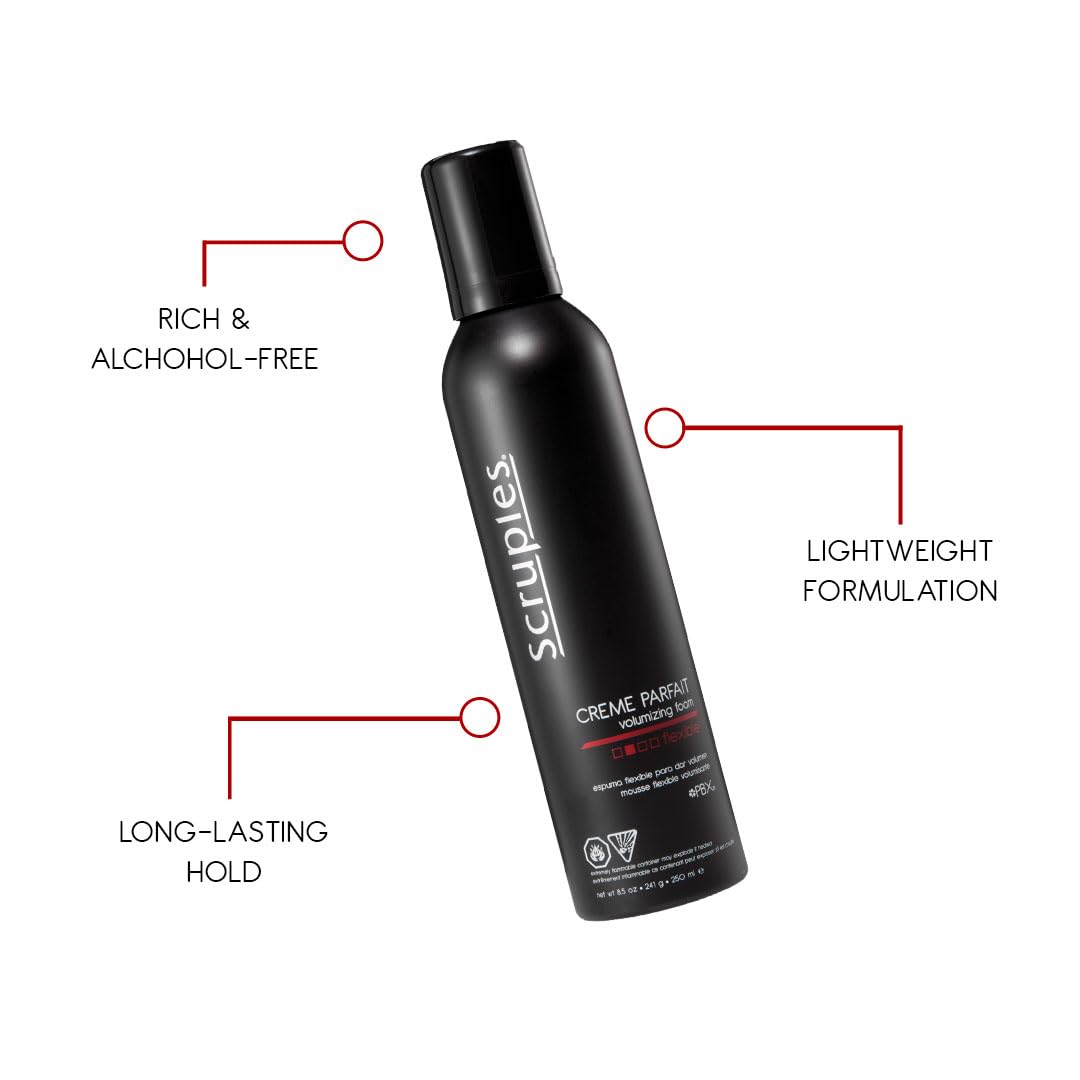 Scruples Creme Parfait Volumizing Foam - Rich & Weightless Styling Foam for Ultimate Smoothing Control, Hydration and Frizz-Free Hold - Alcohol-Free Volume Hair Mousse for Fine to Thick Hair (8.5 oz)