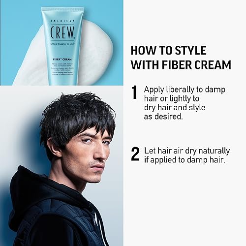 American Crew Men's Fiber Cream, Like Hair Gel with Medium Hold & Natural Shine, 3.3 Fl Oz