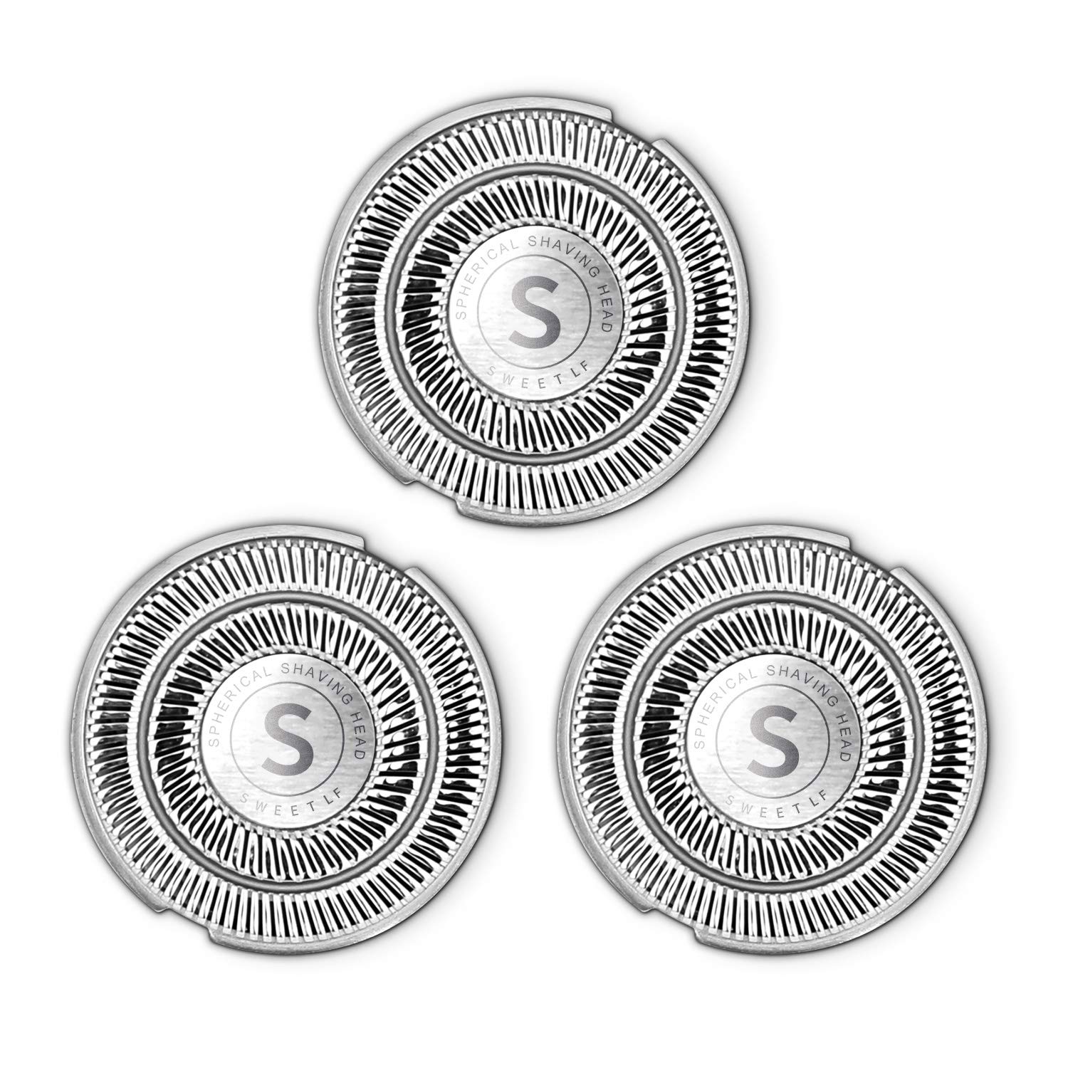 SweetLF 3 Pcs Replacement Shaver Head Blade Cutters IPX7 Waterproof Electric Razor Wet & Dry 3D Men’s Rotary Shaver SW-BC09