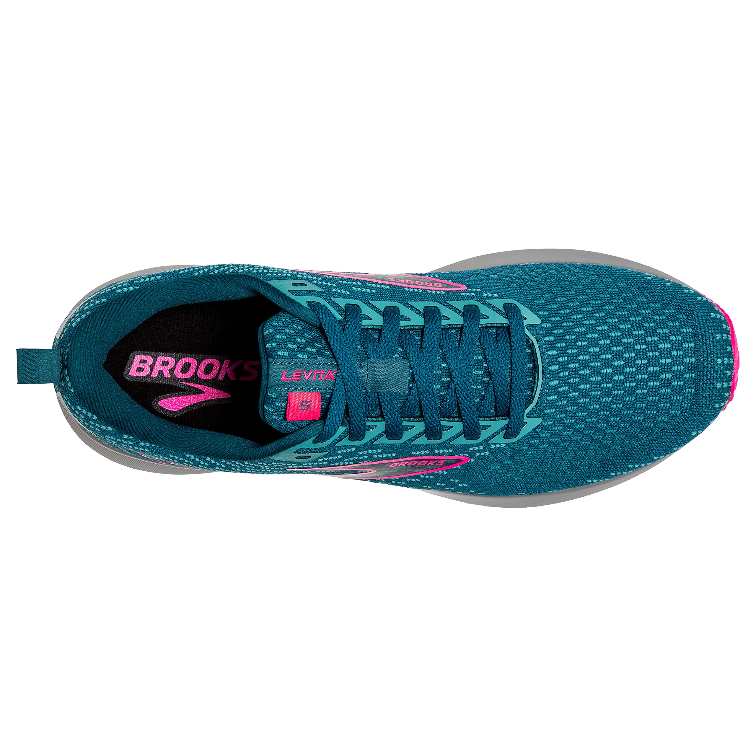 Brooks Women's Levitate 5 Neutral Running Shoe - Blue/Porcelain/Pink - 8.5 Medium