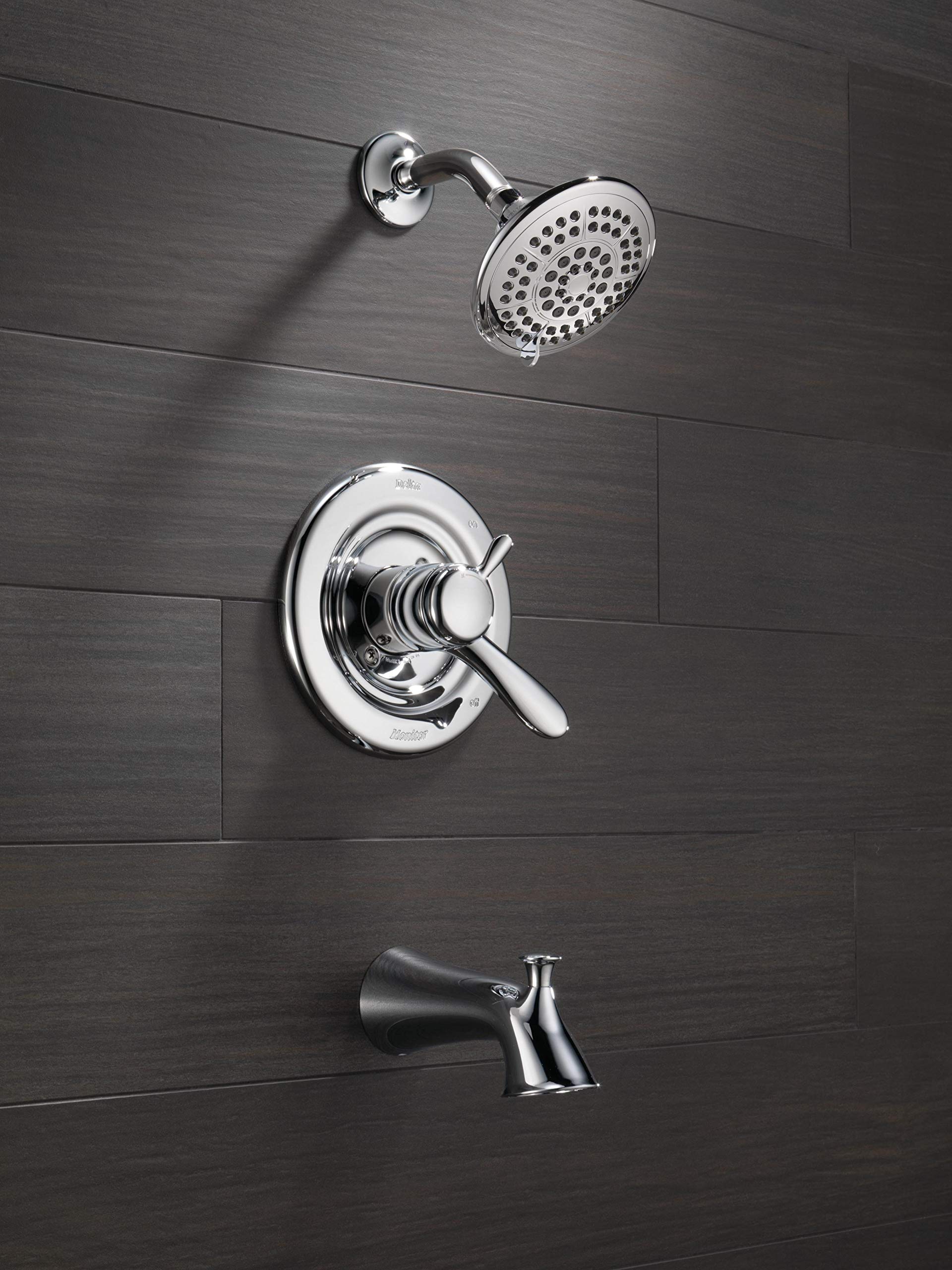Delta Faucet Lahara 17 Series Dual-Function Tub and Shower Trim Kit with 5-Spray Touch-Clean Shower Head, Chrome T17438 (Valve Not Included)