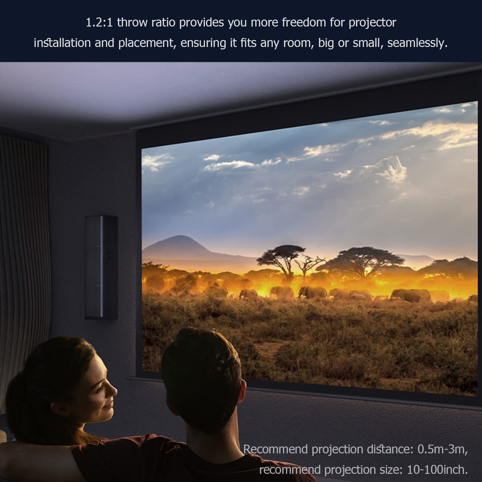 BISOFICE 3-IN-1 Mini Projector with WiFi and Bluetooth, 4K 1080P 150 ANSI Lumen DLP Android TV 9.0 Smart Portable Projectors, 3W Speaker, Auto-Vertical Keystone for Home, Outdoor with Remote Control