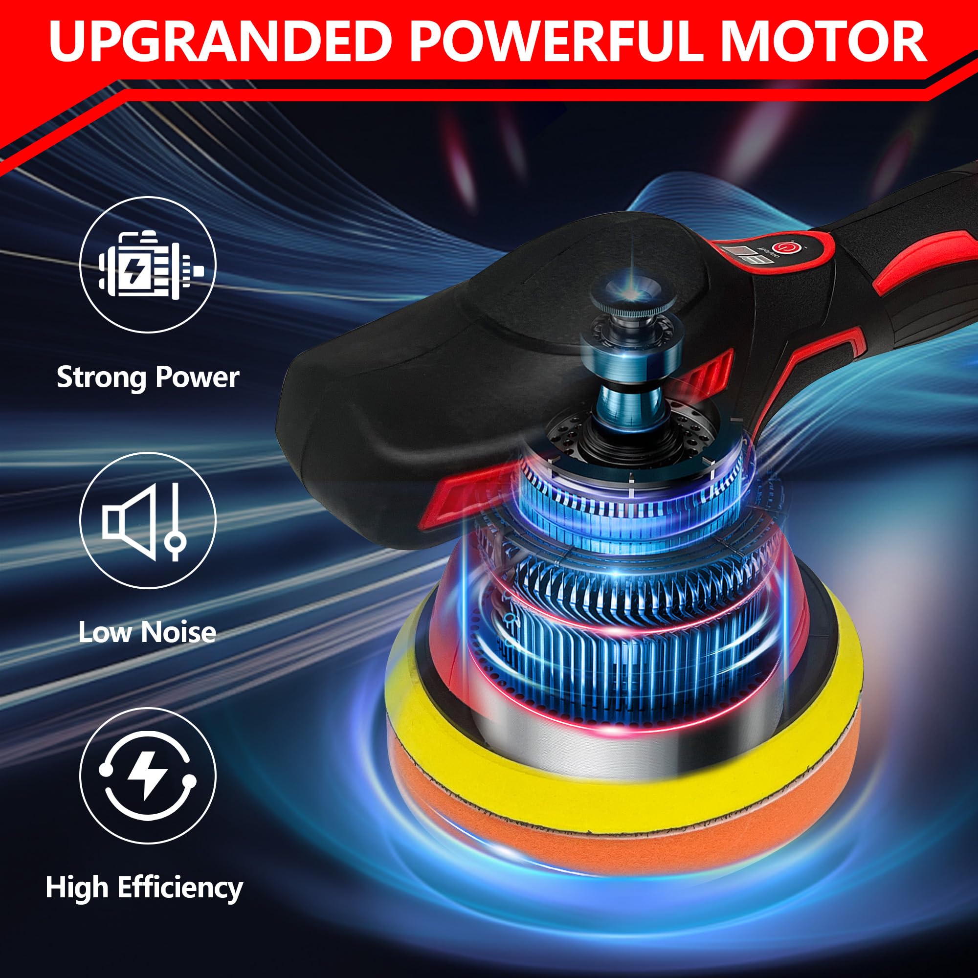 Cordless Car Buffer Polisher for Milwaukee 18V Battery, 6 Inch Portable Orbital Buffer Polisher Kit, 8 Variable Speed Car Polisher for Car Detailing/Polishing/Waxing (Battery Not Include)