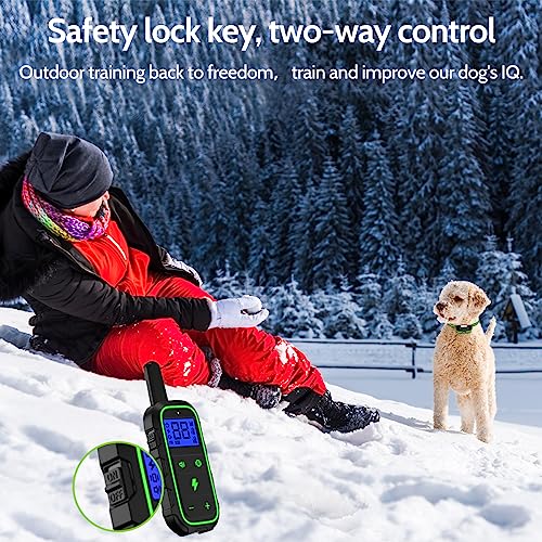 DogStop Dog Training Collar Electric Dog Shock Collar with 4 Training Modes and Waterproof Rechargeable Remote Range 3300Ft for Large Medium Small Dogs (Green)