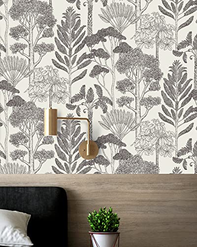 Forest Modern Wallpaper Peel and Stick Wallpaper Jungle Contact Paper for Cabinets Self Adhesive Removable Wallpaper for Bathroom Bedroom Vintage Wallpaper for Nursery Kids Vinyl Waterproof 17.3”×79”