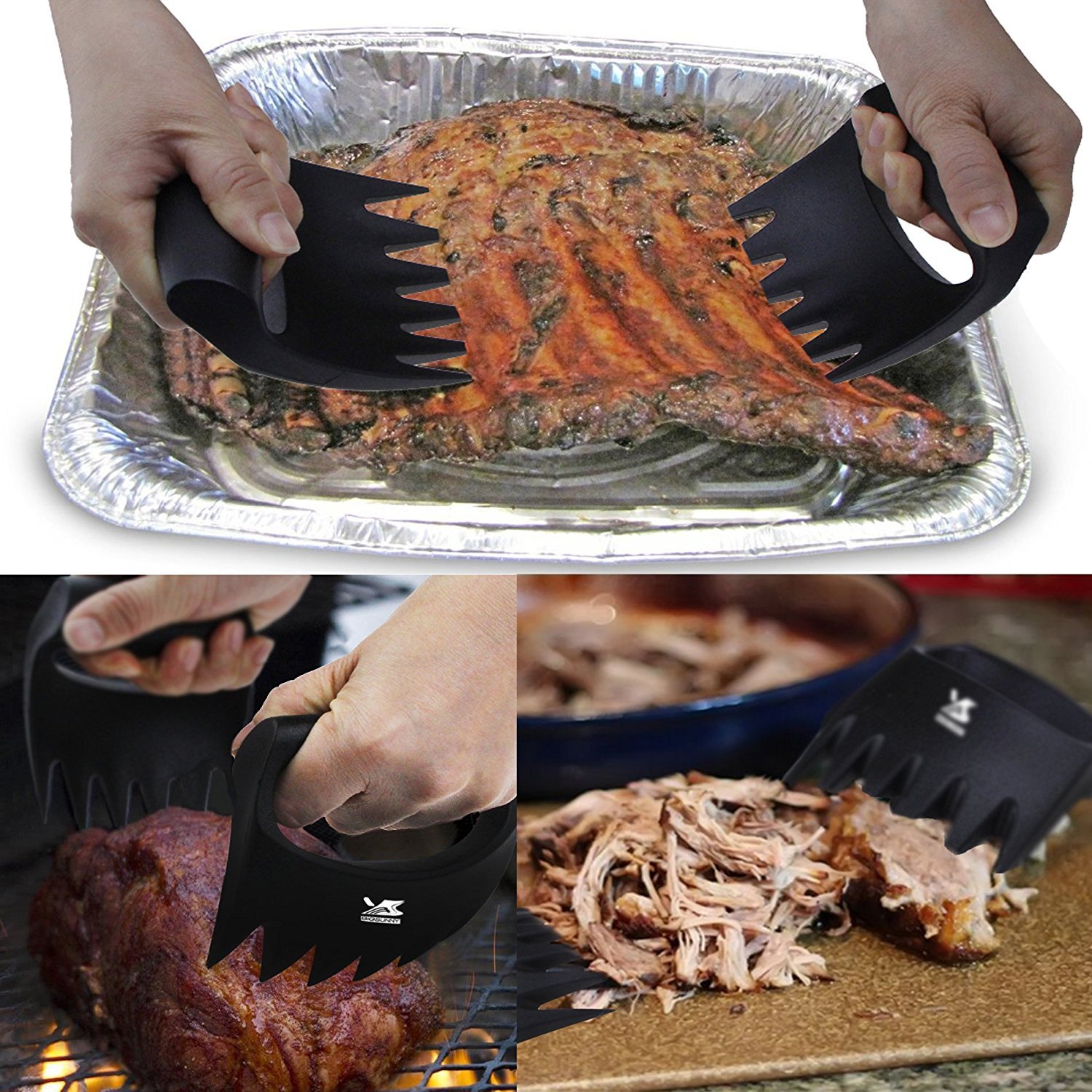 MSY BIGSUNNY Wolf Meat Claws, Solid Core and Sturdy Shredder Claws for Pulled Pork Shredder Claws BBQ Grill Tools (Set of 2, Black)