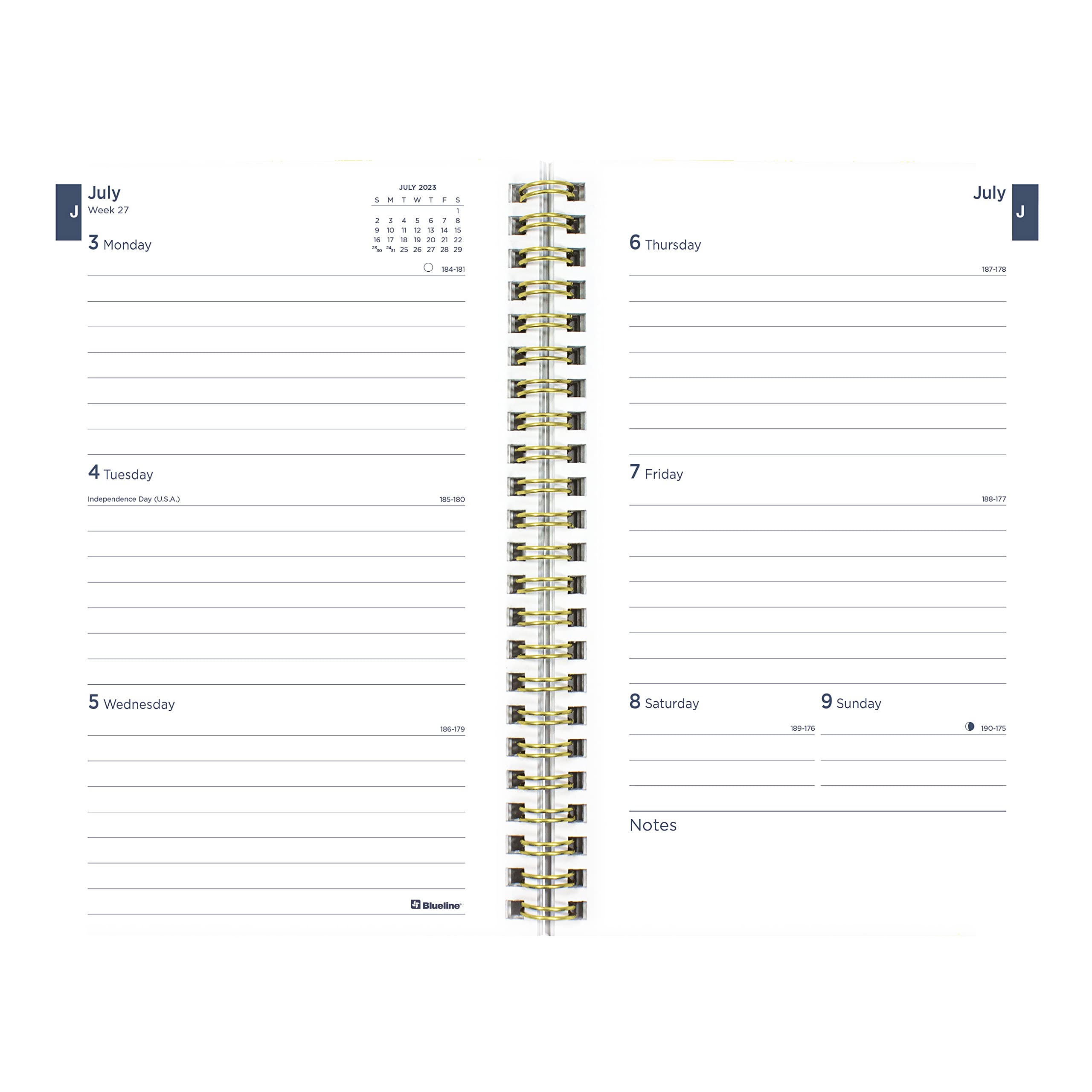 Blueline Essential Academic Weekly/Monthly Planner, 13 Months, July 2023 to July 2024, Gold Twin-Wire Binding, Poly Cover, 8" x 5", Tropical Design, Breeze (CA114PM.01-24)