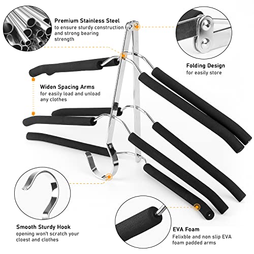 DOIOWN Clothes Hangers Space Saving Coat Hangers Non Slip Blouse Hangers Heavy Duty Foldable Stainless Steel Sweater Shirt Hanger Multilayer Closet Storage Organizer (2)