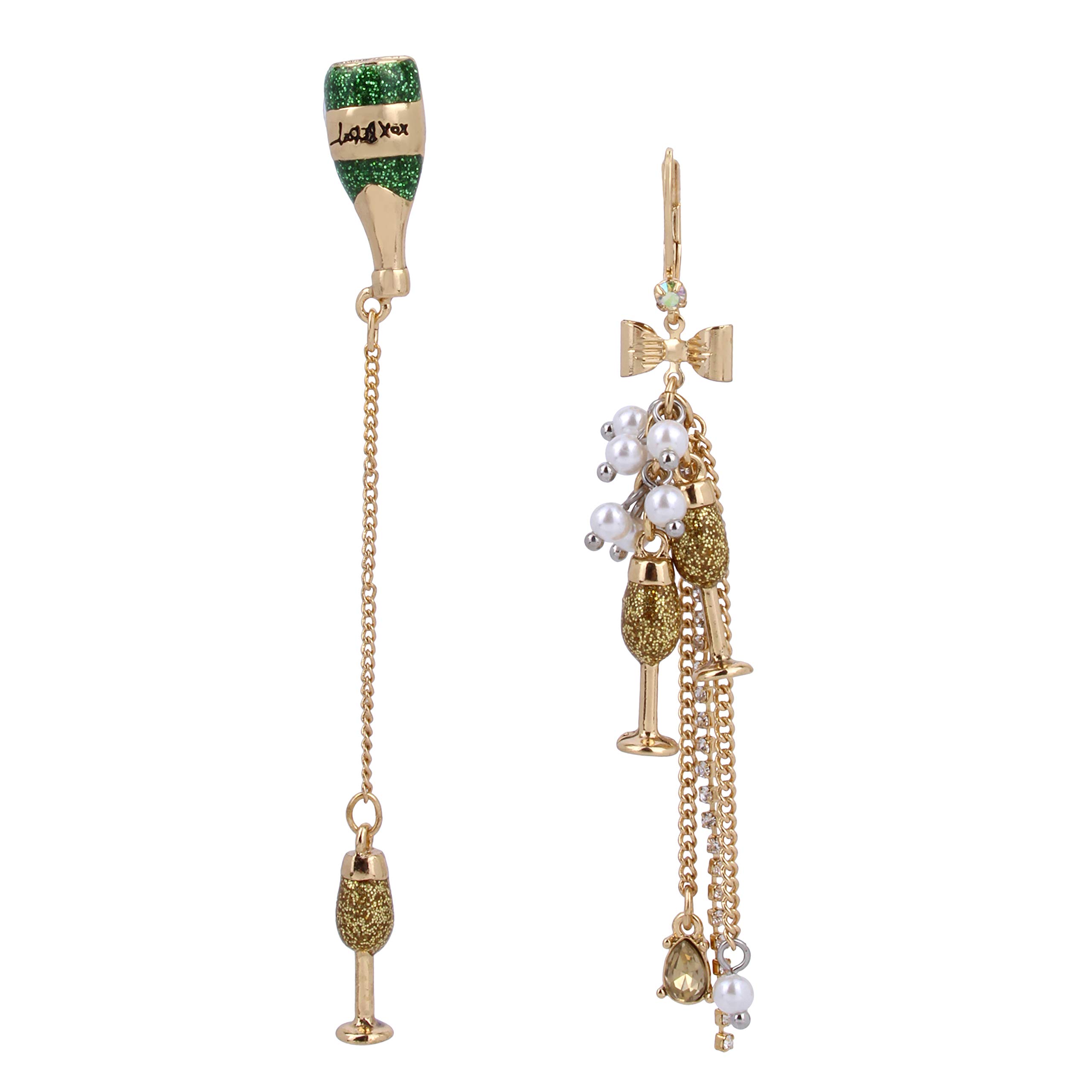 Betsey Johnson Champagne Mismatch Linear Earrings