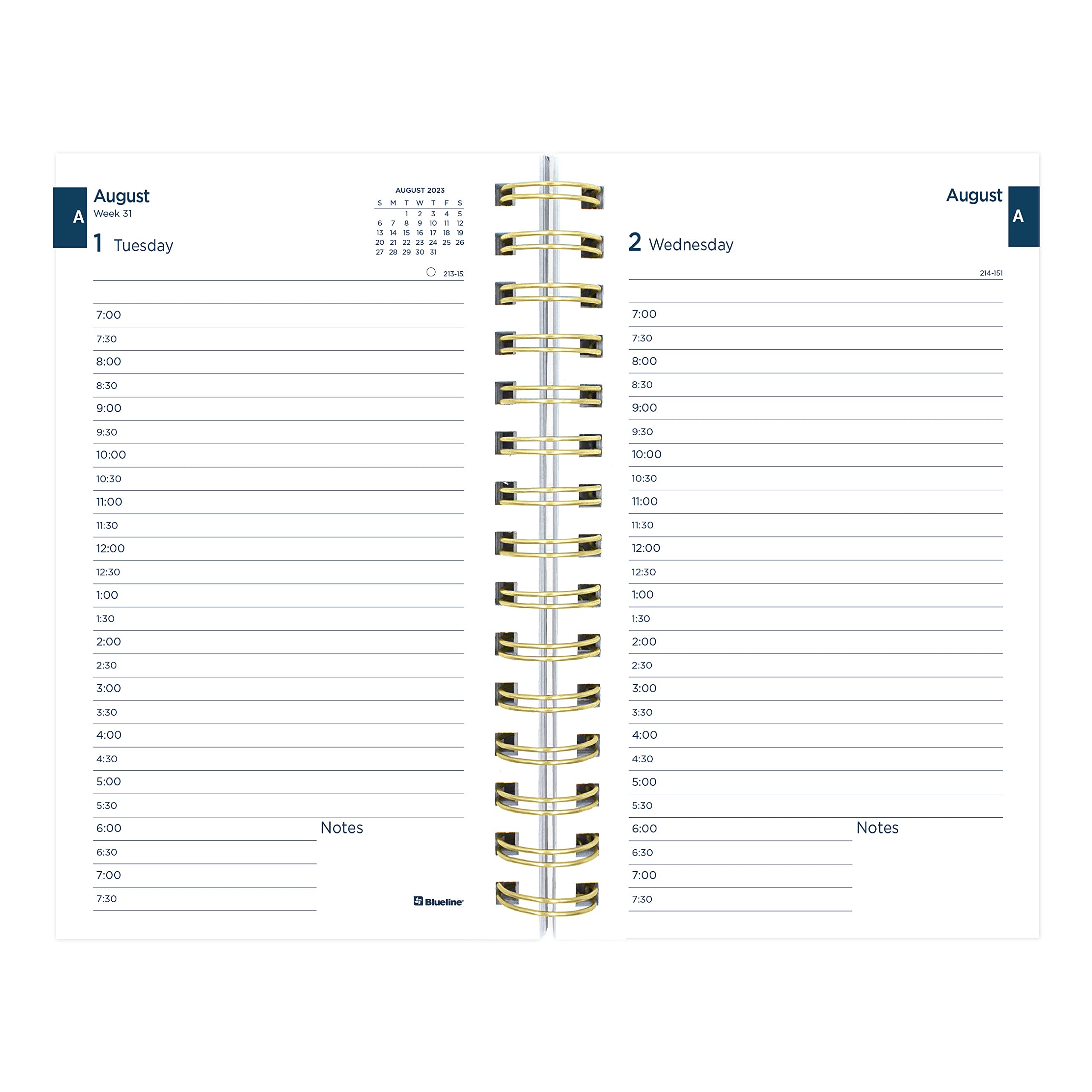 Blueline Essential Academic Daily/Monthly Planner, August 2023 to July 2024, Gold Twin-Wire Binding, Poly Cover, 8" x 5", Blossom Design, Yellow (CA214PG.02-24)