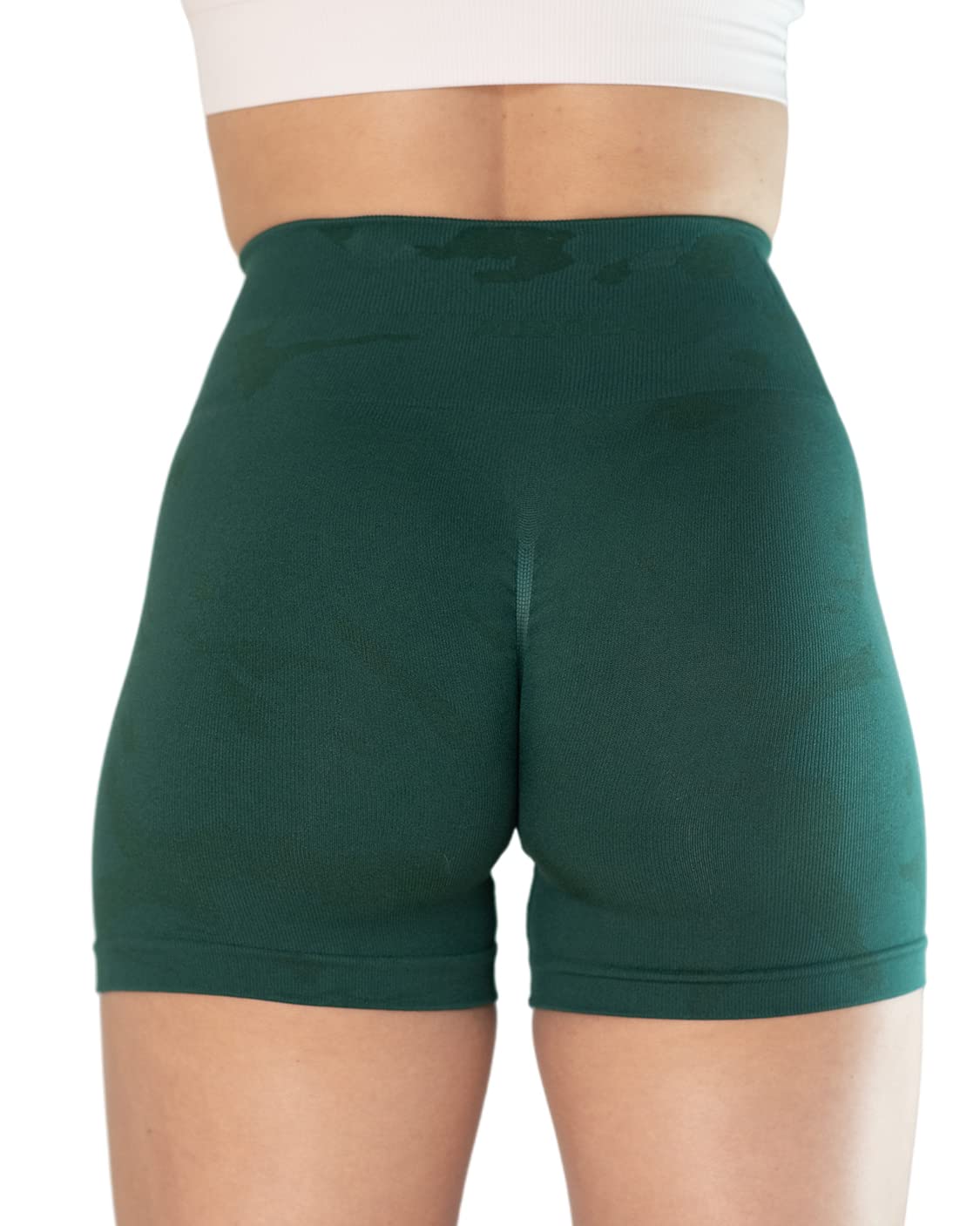AUROLA CAMO Collection Workout Shorts for Women Subtle Logo Seamless Scrunch Gym Yoga Running Active Short,Camo-alpine Green,M