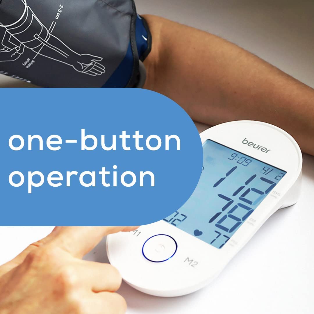 Beurer BM55 Blood Pressure Machine β XL Backlit Display, Arrhythmia Alarm, Portable Storage Kit, 2 Users, Automatic Blood Pressure Cuff, Resting Indicator β Blood Pressure Monitor Batteries Included