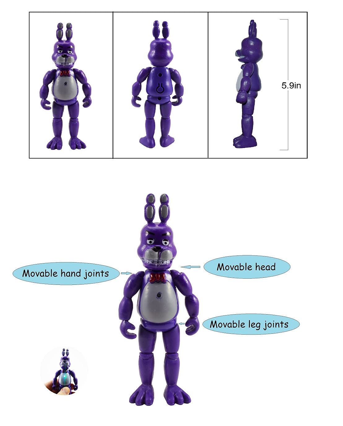 Lev 5 FNAF Action Figures Toy Set Inspired by Action Figures Freddy / Golden Freddy / Foxy / Chica / Bonnie Toys Gift Figure. Size 5-6 inches, Multicolor