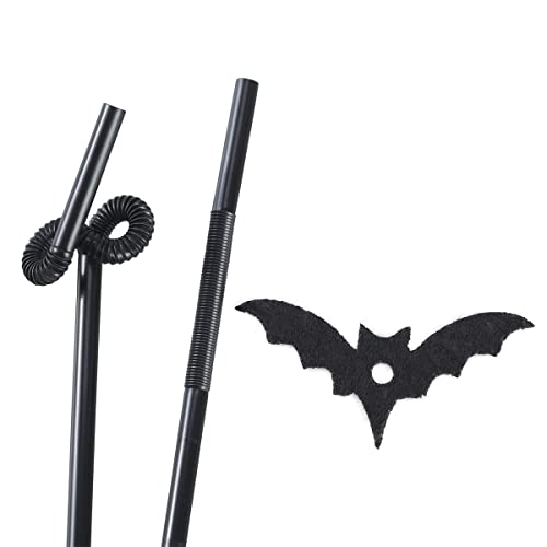 BinaryABC Halloween Bat Straws,Halloween Party Straws,Halloween Drinking Straws,Halloween Party Favors Decorations Supplies,50Pcs