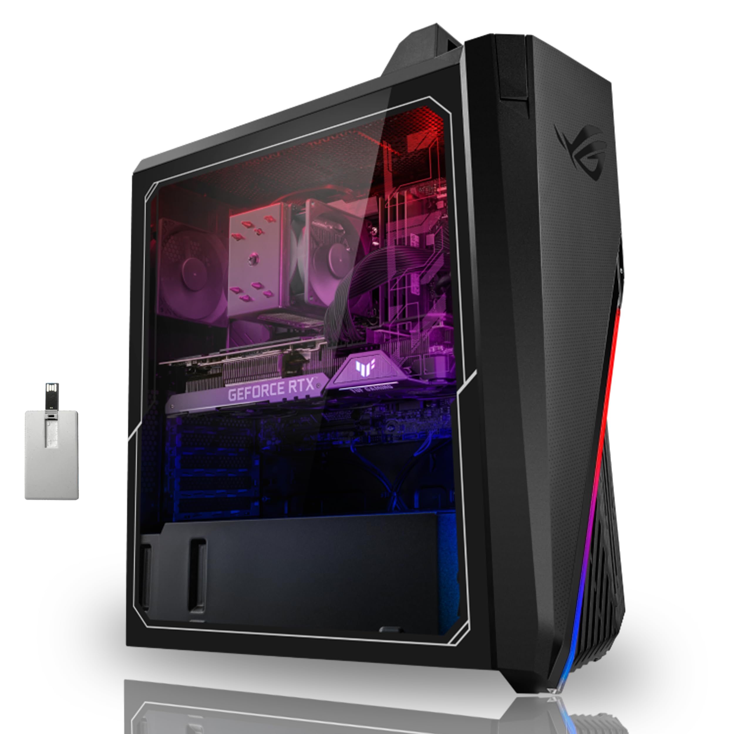 Asus 2022 ROG Gaming Desktop, Intel Core i7-12700F Processor, 32GB DDR4 RAM, 1TB PCIe SSD + 1TB HDD, NVIDIA GeForce RTX 3060 12G DDR6, Win 11 Pro, Black, 32GB Snowbell USB Card