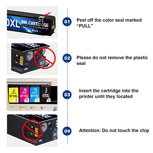 DOUBLE D Compatible Replacement for HP 970XL 971XL 970 971 Ink Cartridges (Upgraded Chip), Work for HP Officejet Pro X576dw X476dw X476nw X551dw X451dw X451dn (1B, 1C, 1M, 1Y) 4 Pack