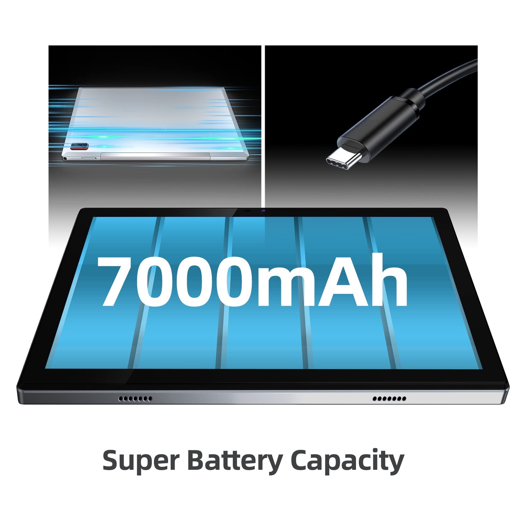 BYYBUO SmartPad T10 2023 Full HD 10.1 inch Android 12 Tablet, Octa-Core 2.0 GHz Processor, New Upgrade 7000mAh Battery Capacity, 64GB ROM 1920x1200 Resolution, 2.4G+5G WiFi,Bluetooth,GPS,FM,Gray
