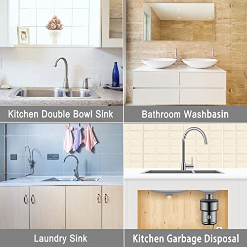 Cinsda Flexible P Trap Kit Fits 1 1/2" or 1 1/4" Double Bowl Sink Drain, Expandable All In One Sink Drain Pipe for Kitchen, Bathroom, Restroom