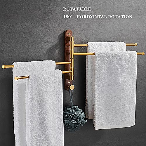 Heated Towel Rack, Towel Holders for Bathrooms Towel Rack Gold Swivel Towel Bar Set Wall Towel Rail Space Aluminum 4-Arm Towel Ring for Bathroom, Kitchen ,Electric Towel Warmer