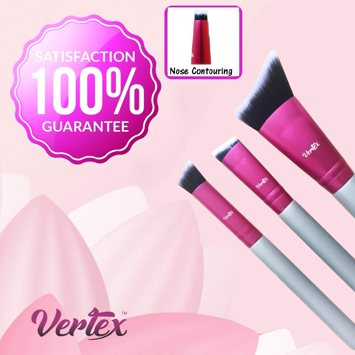 Nose Contour Brush Contouring Makeup Brush Set - Sculpting Blending Real Brush Hair Angled Blush Techniques Dramatic Cheekbones Highlighting Bronzer Palette Powder Concealer Foundation Cream