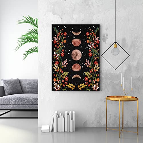 Diamond Painting Kits for Adults and Kids,The Moon and Flowers Under The Stars 5D DIY Diamond Painting 12x16Inch