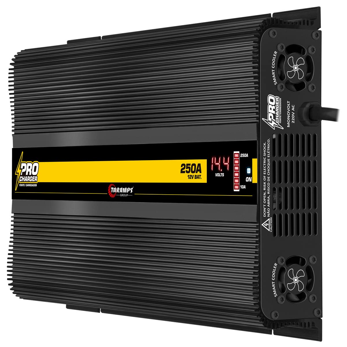 Taramps Pro Charger 250A Battery Charger Car Audio System Power Supply 3600 Watts Max Output Power Rating 220VAC Input Voltage Voltmeter Led Indicator