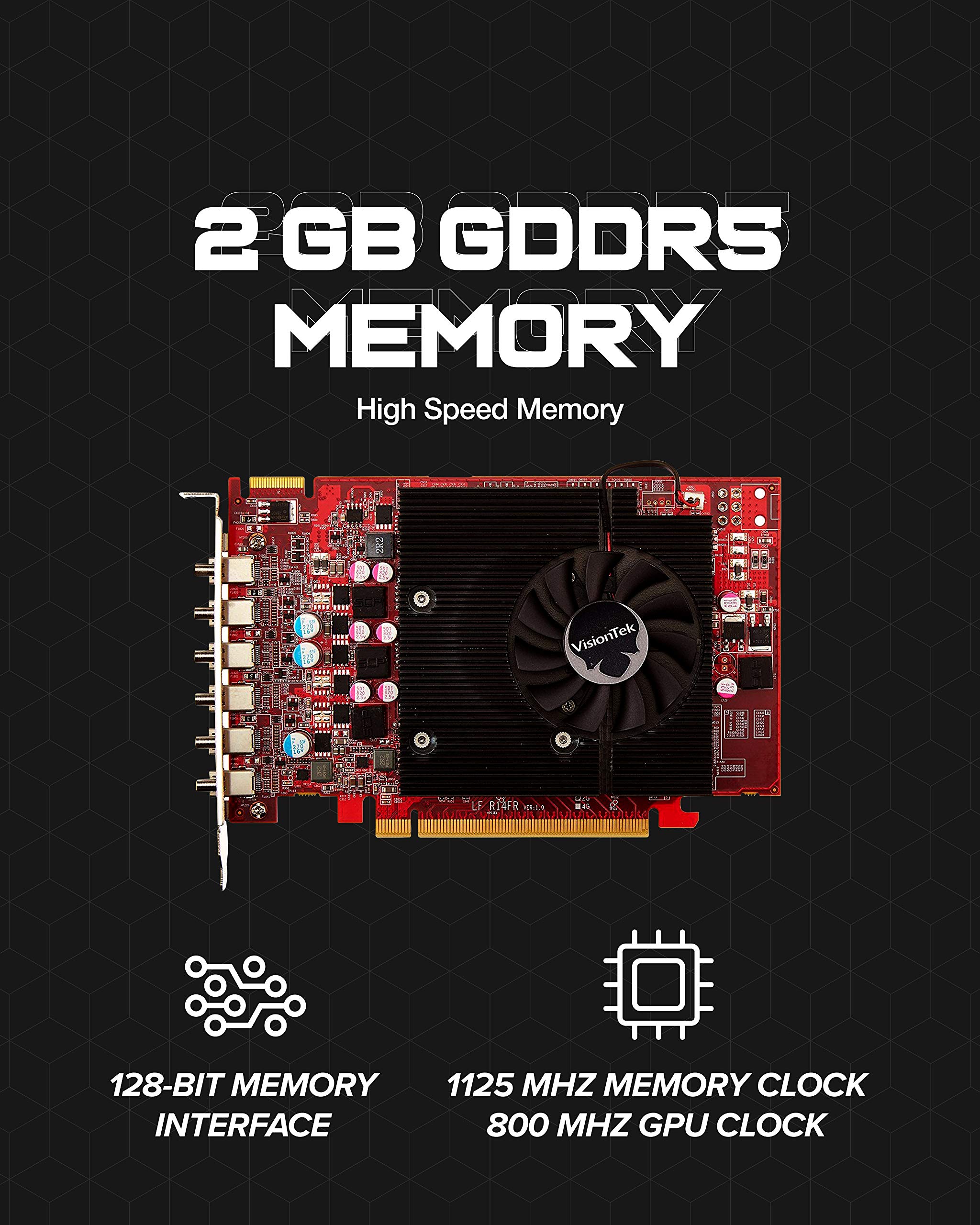 VisionTek Radeon 7750 2GB GDDR5 6 4k Monitor Graphics Card, 6 Mini DisplayPort Outputs, AMD Eyefinity 2.0, PCI Express 3.0 Video Card, 7.1 Surround Sound - 900614