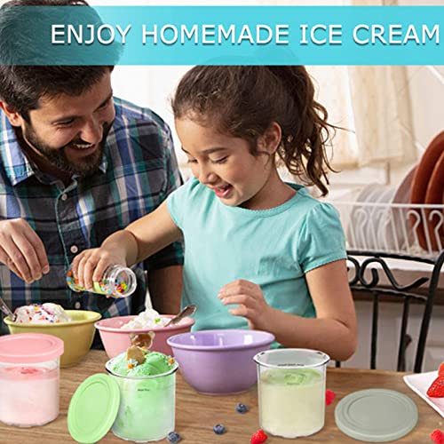 GHQYP Creami Pint Containers, for Ninja Creami Deluxe Pints, Creami Pints Reusable,Leaf-Proof Compatible with NC299AMZ,NC300s Series Ice Cream Makers,Gray-2PCS