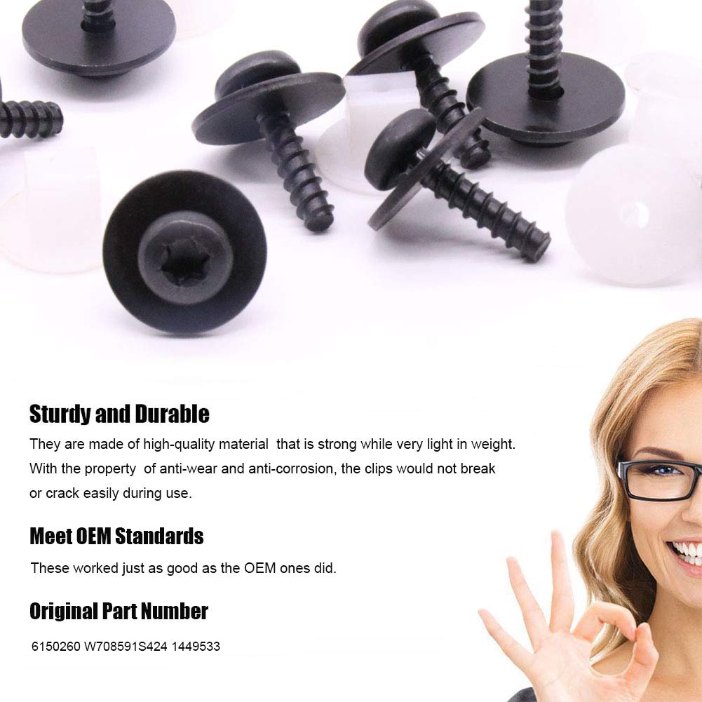 AUTOLA 20PCS T30 Torx Head Under Engine Shield Fender Liner Deflector Grille Screw Bolt Grommet Retainer Screw Bolt Nut Grommet Kit for Ford Escape F-150 Edge Focus C-Max S-Max Transit Lincoln MKC