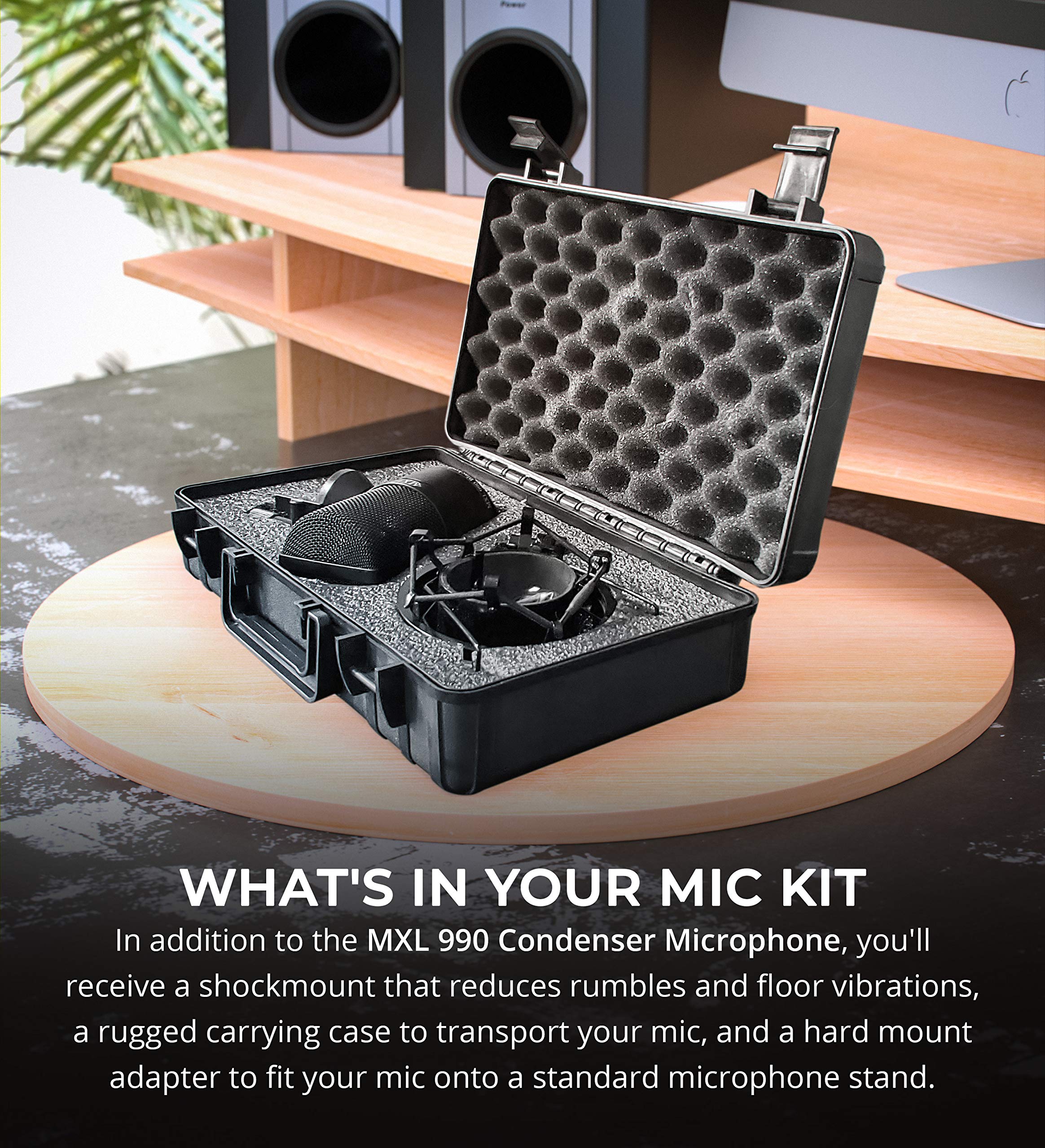 MXL 990 Condenser Microphone for Podcasting, Singing, Home Studio Recording, Gaming & Streaming | Detailed Sound | XLR | Large Diaphragm (Blackout)