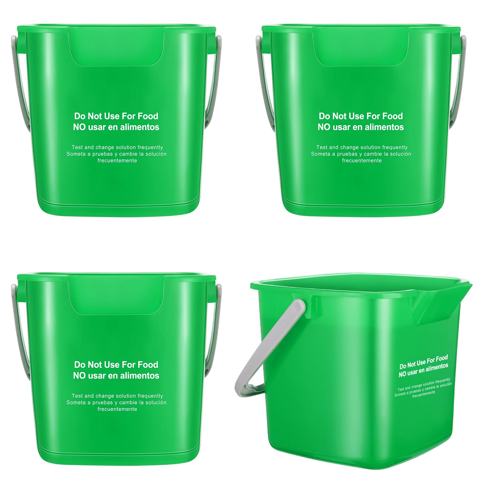 Yaomiao 4 Pcs Cleaning Bucket 3 Quart Small Sanitizing Square Bucket Detergent Pail with Measurements Spout and Handle for Home Commercial Use Restaurant Kitchen Office School (Green)