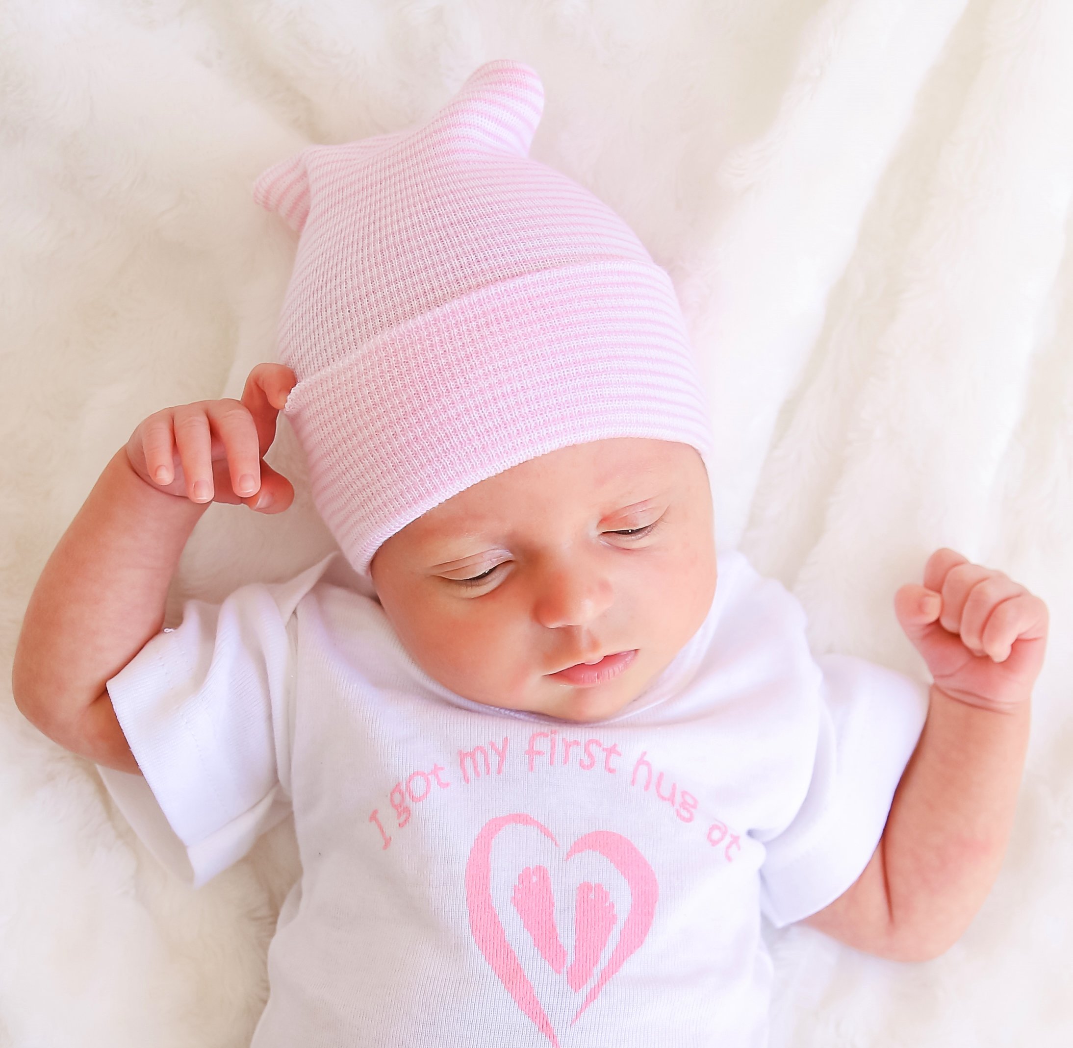 Nurses Choice 5 Piece Hospital Hat & Mitten Set for Newborn Baby (Girl)