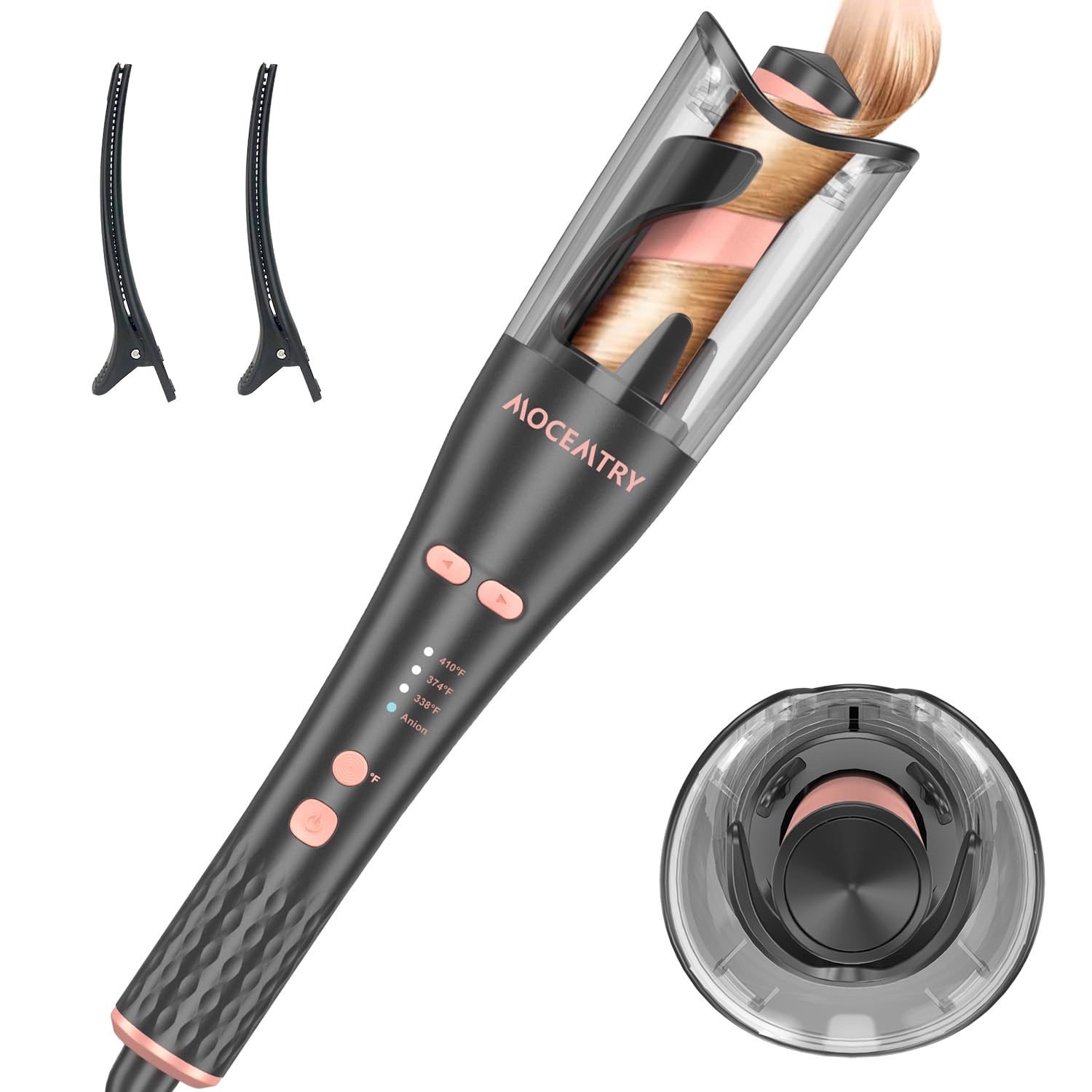 Automatic Hair Curler, MOCEMTRY Rotating Curling Iron Anti-Tangle Easy-to-use 1 inch Curling Wands, Auto Shut-Off Dual Voltage & Anti-Scald for Hair Styling
