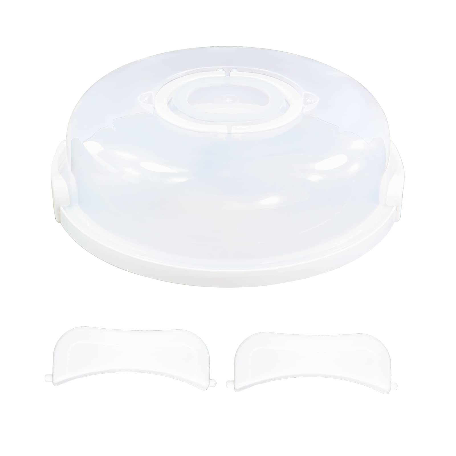 ATRDTO 12inch Portable Pie Carrier with Lid and Cupcake Muffin Tart Cookie Keeper Food, for Wedding Party Baby Shower Party Christmas (White)